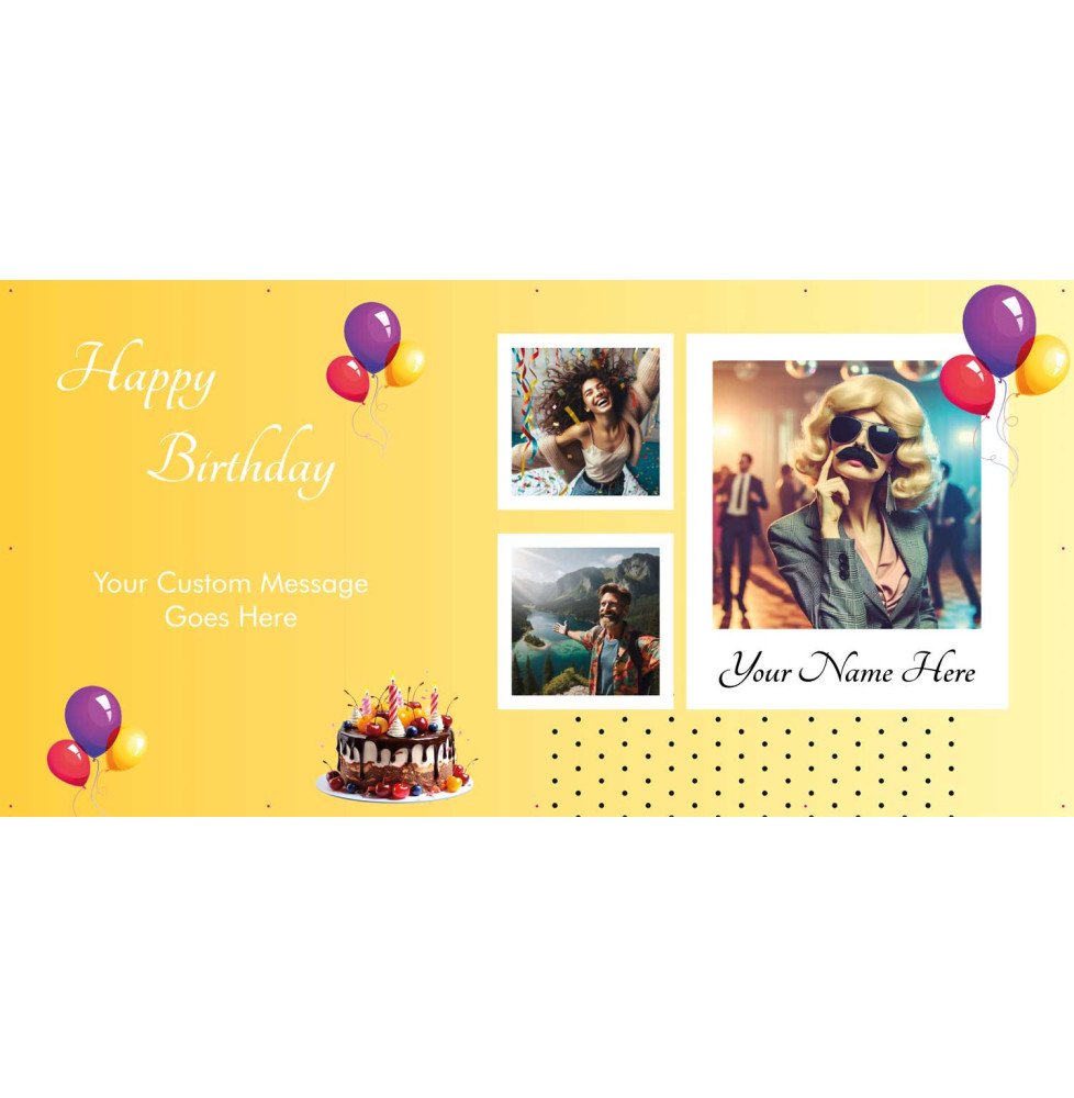 Custom Birthday PVC Banner with Name & Photos